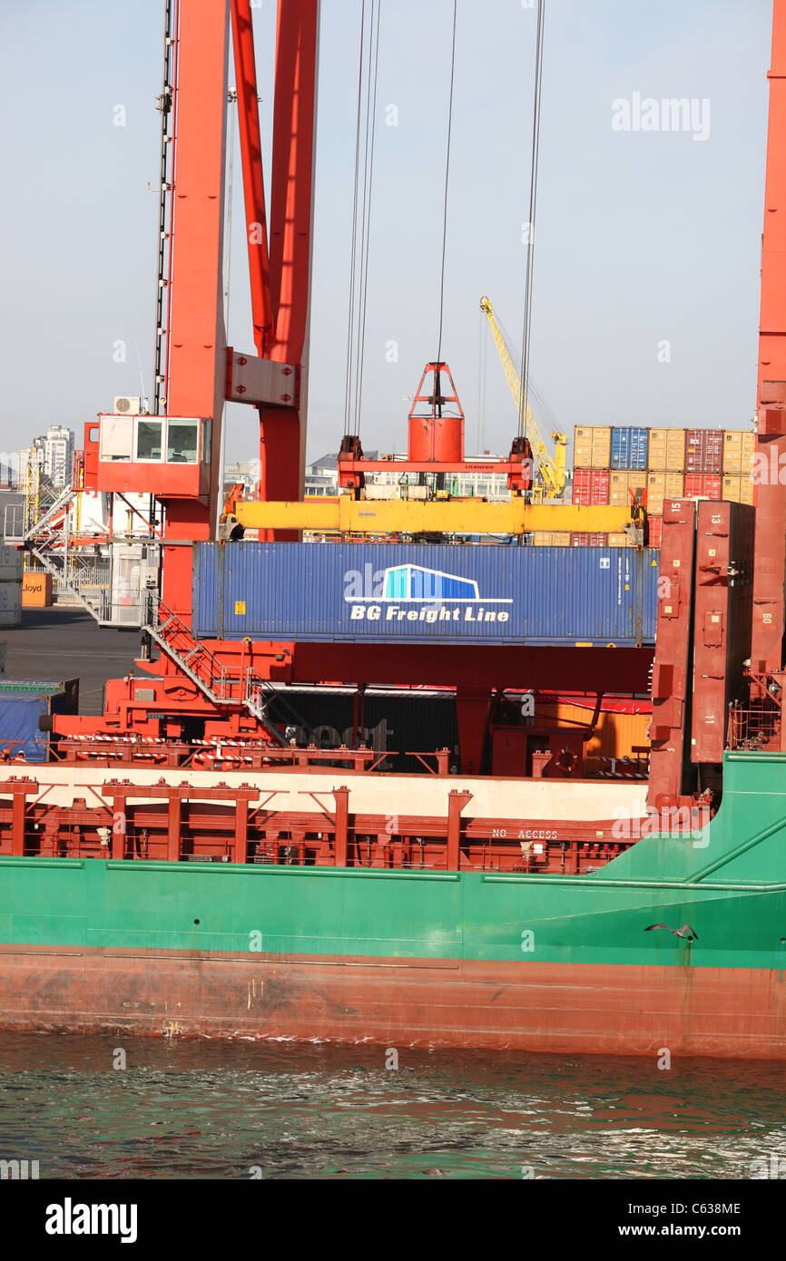 Container operations at the port of Dublin In Ireland Stock Photo - Alamy