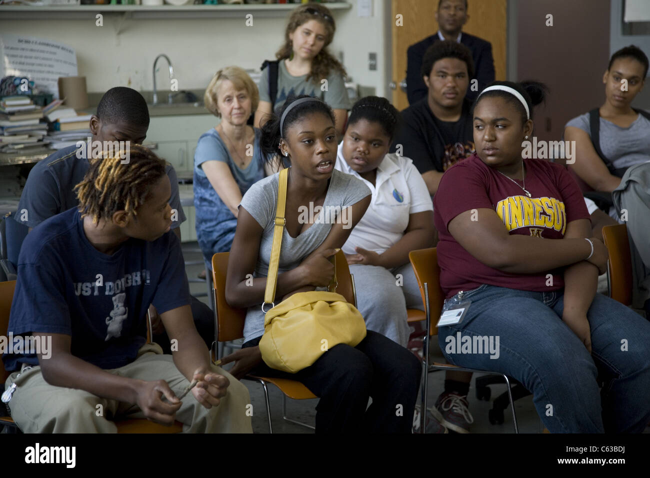 Students from the Detroit Community School participate in a ...