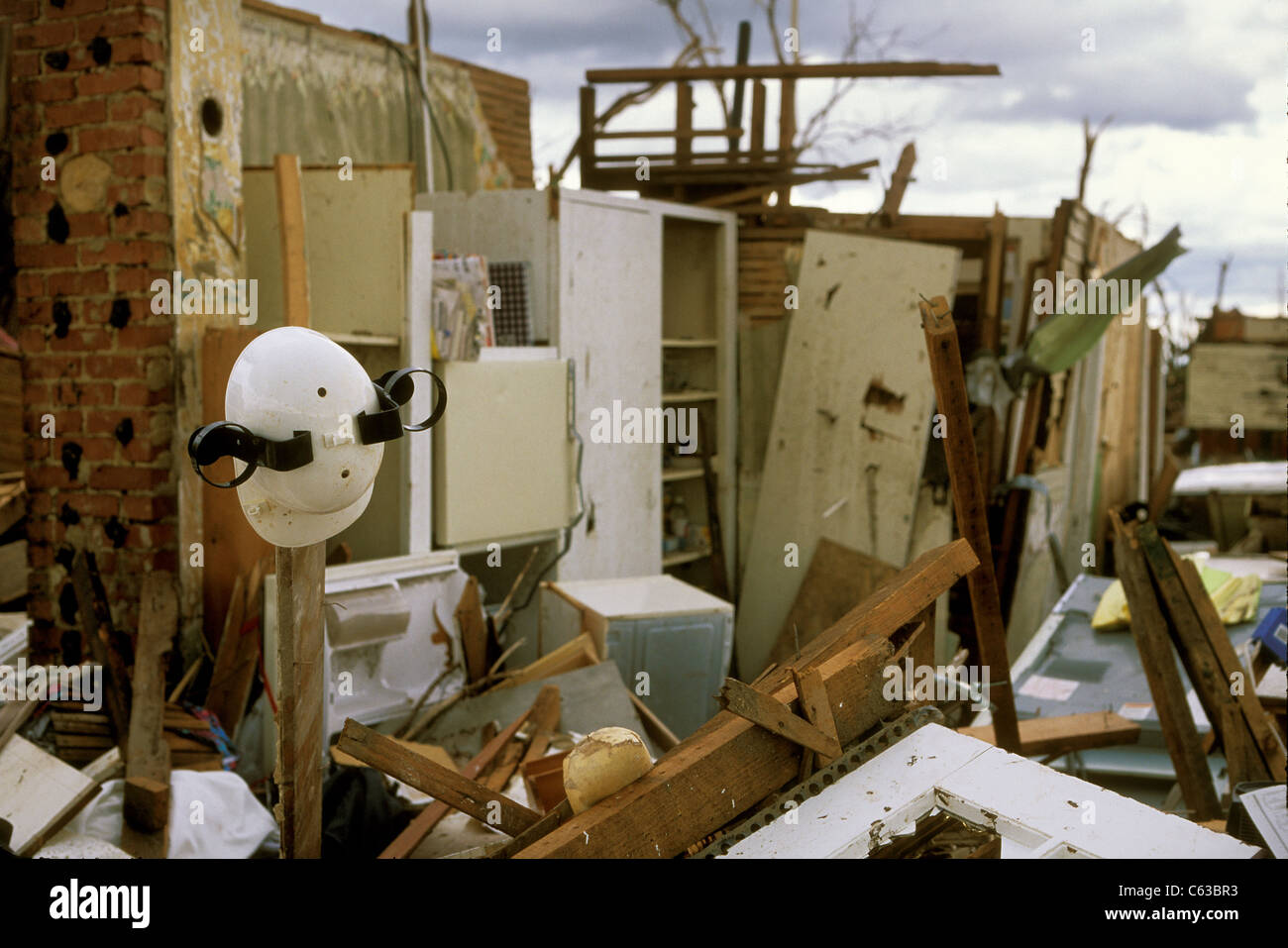The exposed kitchen of a destroyed home after a tornado in Joplin ...