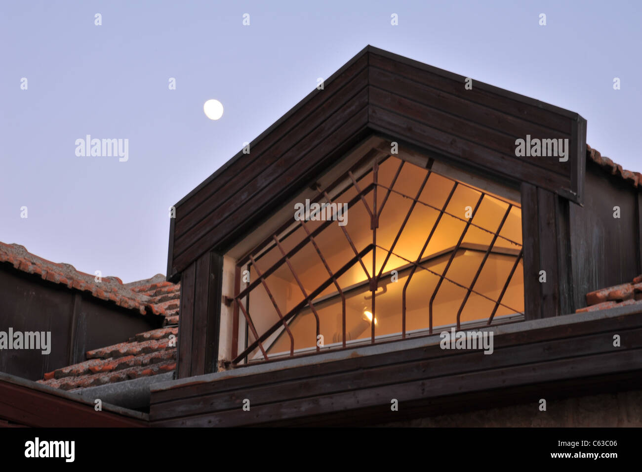 window night moon old style Stock Photo - Alamy
