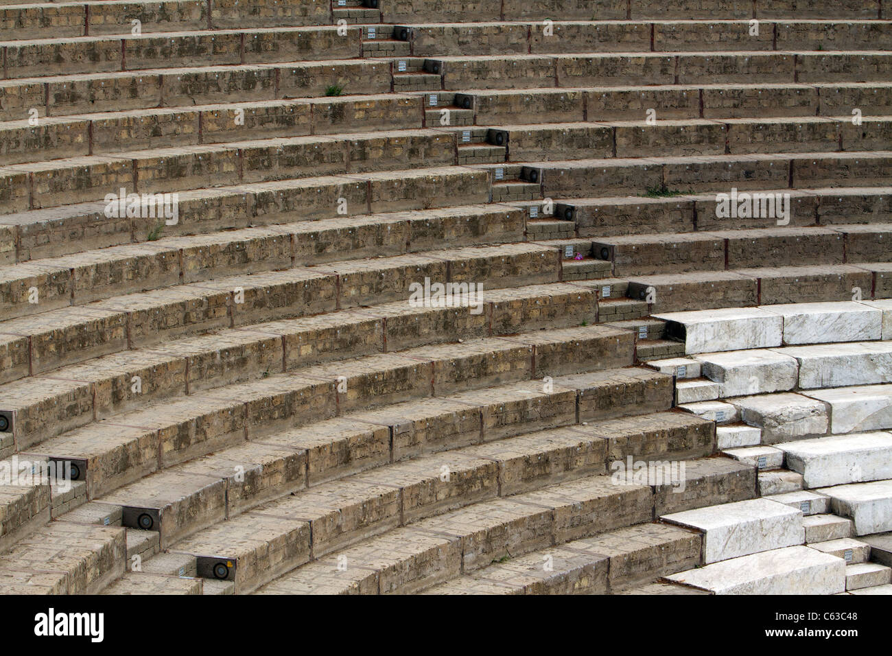 Pompeii theater steps close view of ancient area Stock Photo - Alamy