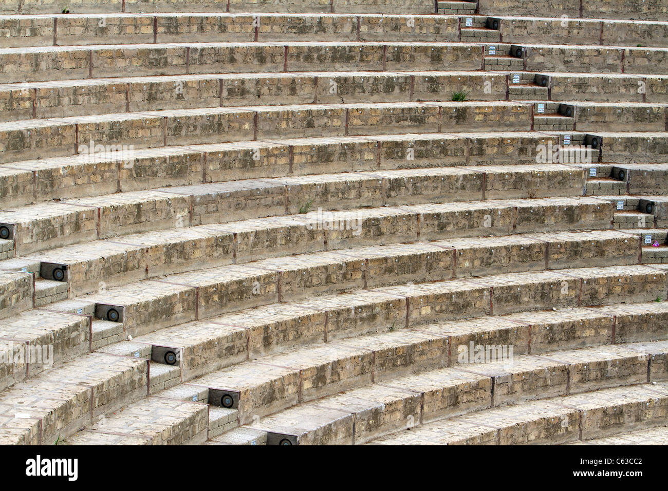 Steps and stairs of the theater in Pompeii, Italy. Ruins after the ...