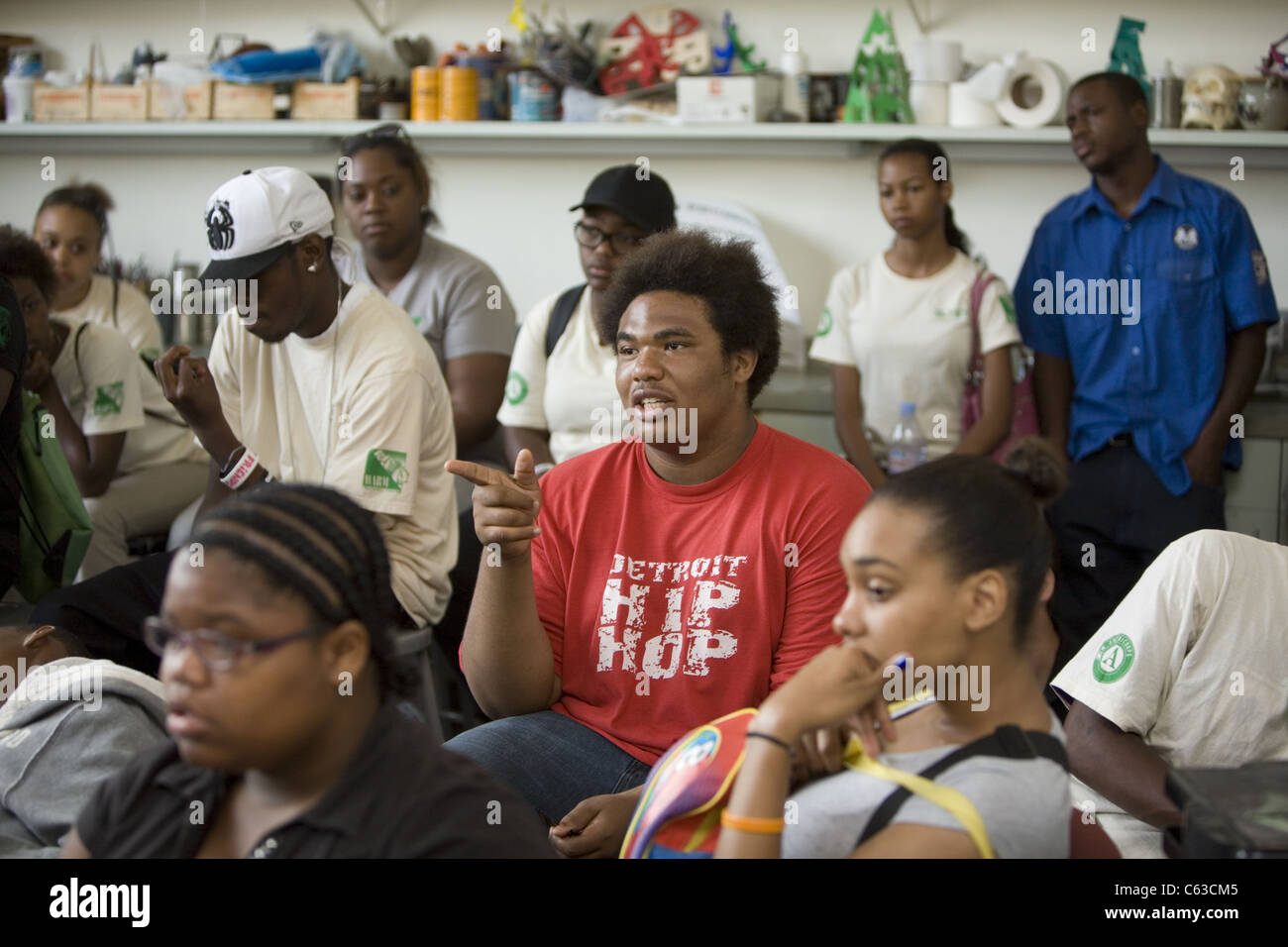 Students from the Detroit Community School participate in a ...