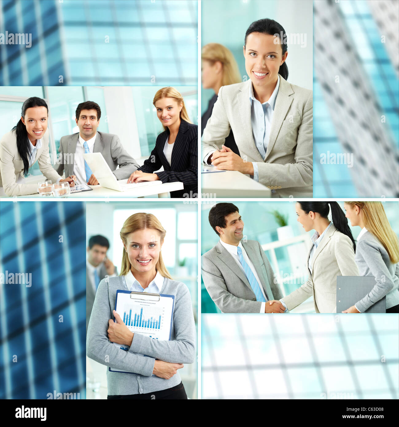Collage of successful businesspeople at work Stock Photo - Alamy