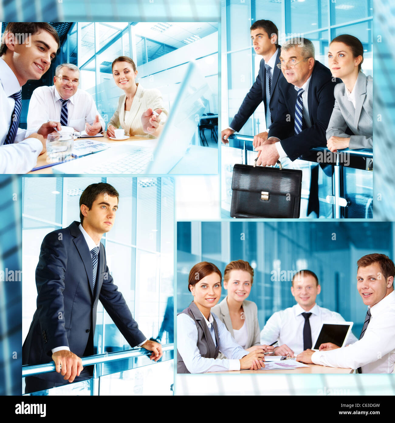 Collage of business people at work and during break Stock Photo - Alamy