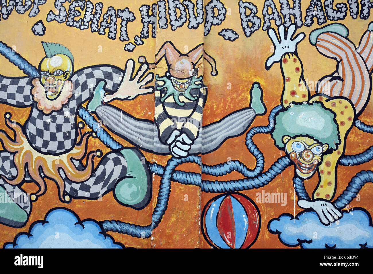 Mural promoting a healthy lifestyle on the exterior wall of Kridosono ...