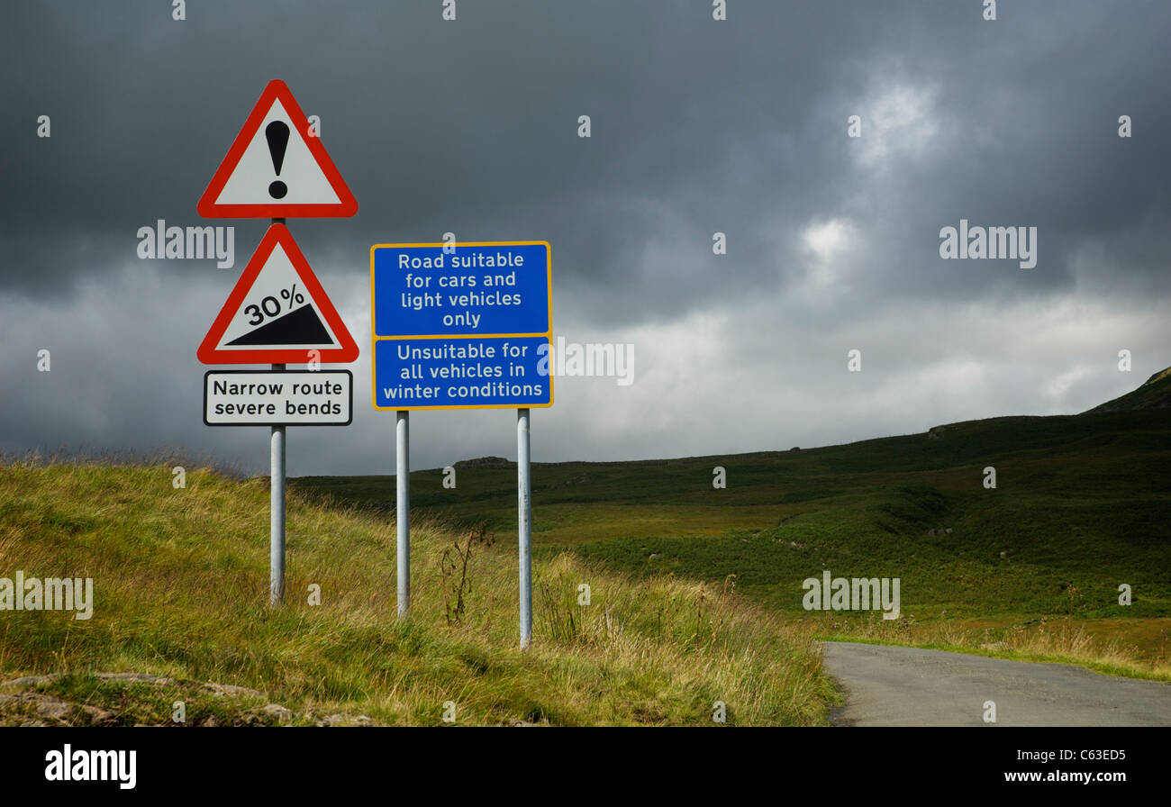 Road sign at Cockley Beck, warning drivers of 1-in-3 gradient on ...