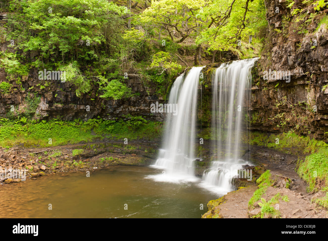 Welsh country waterfall Stock Photo - Alamy