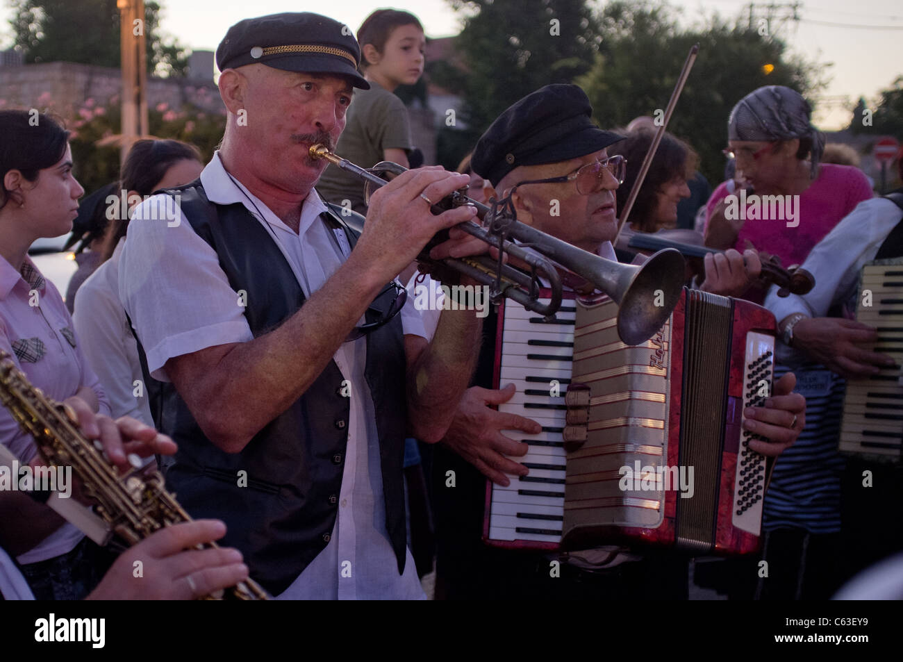Klezmer musicians play Jewish soul music for the crowds in the 24th Int ...