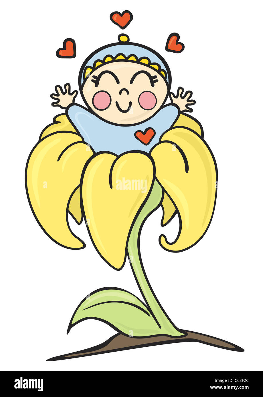 Happy child in flower Cut Out Stock Images & Pictures - Alamy