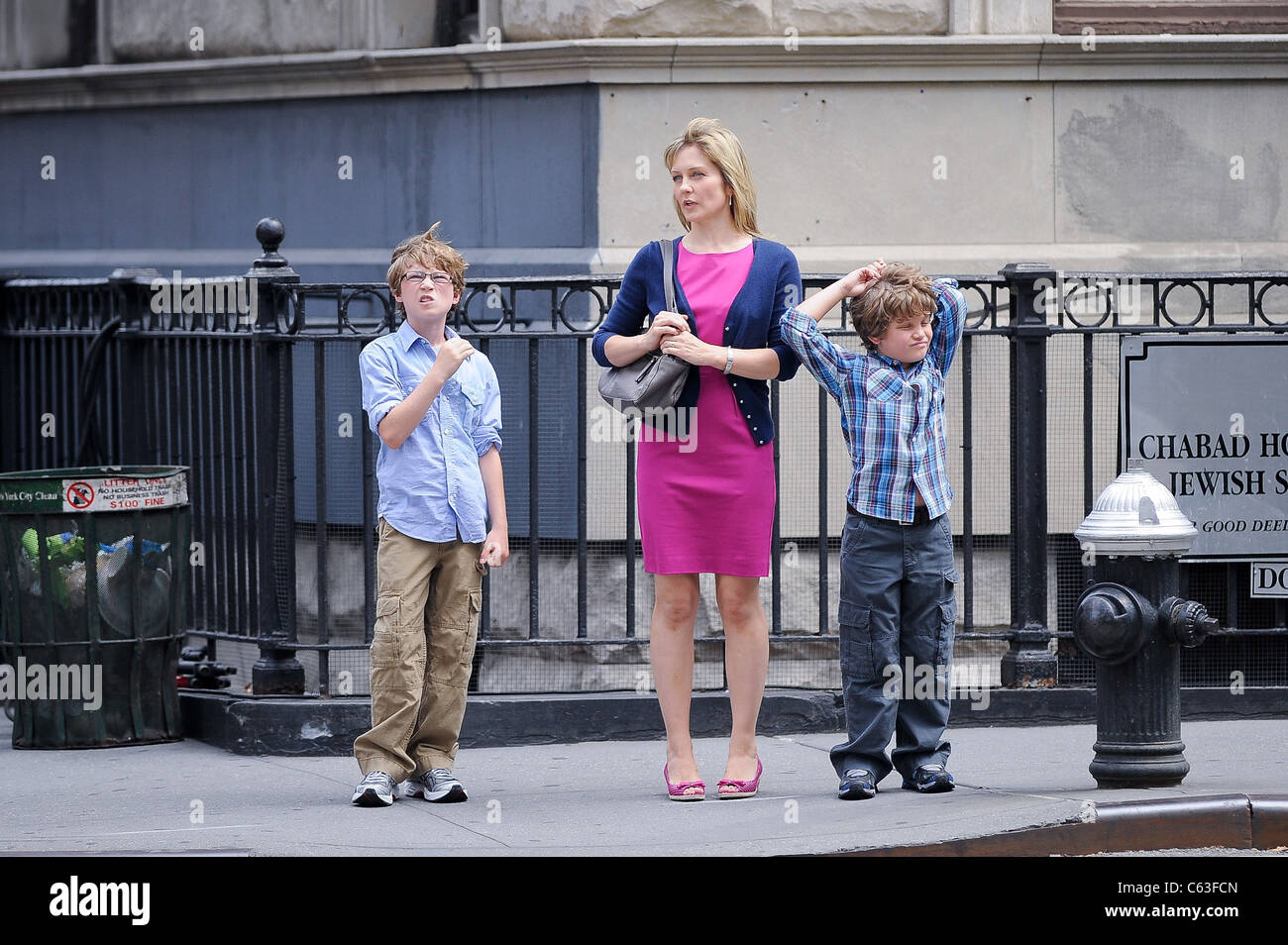 Actress Amy Carlson, films a scene at the 'Blue Bloods' movie set out ...