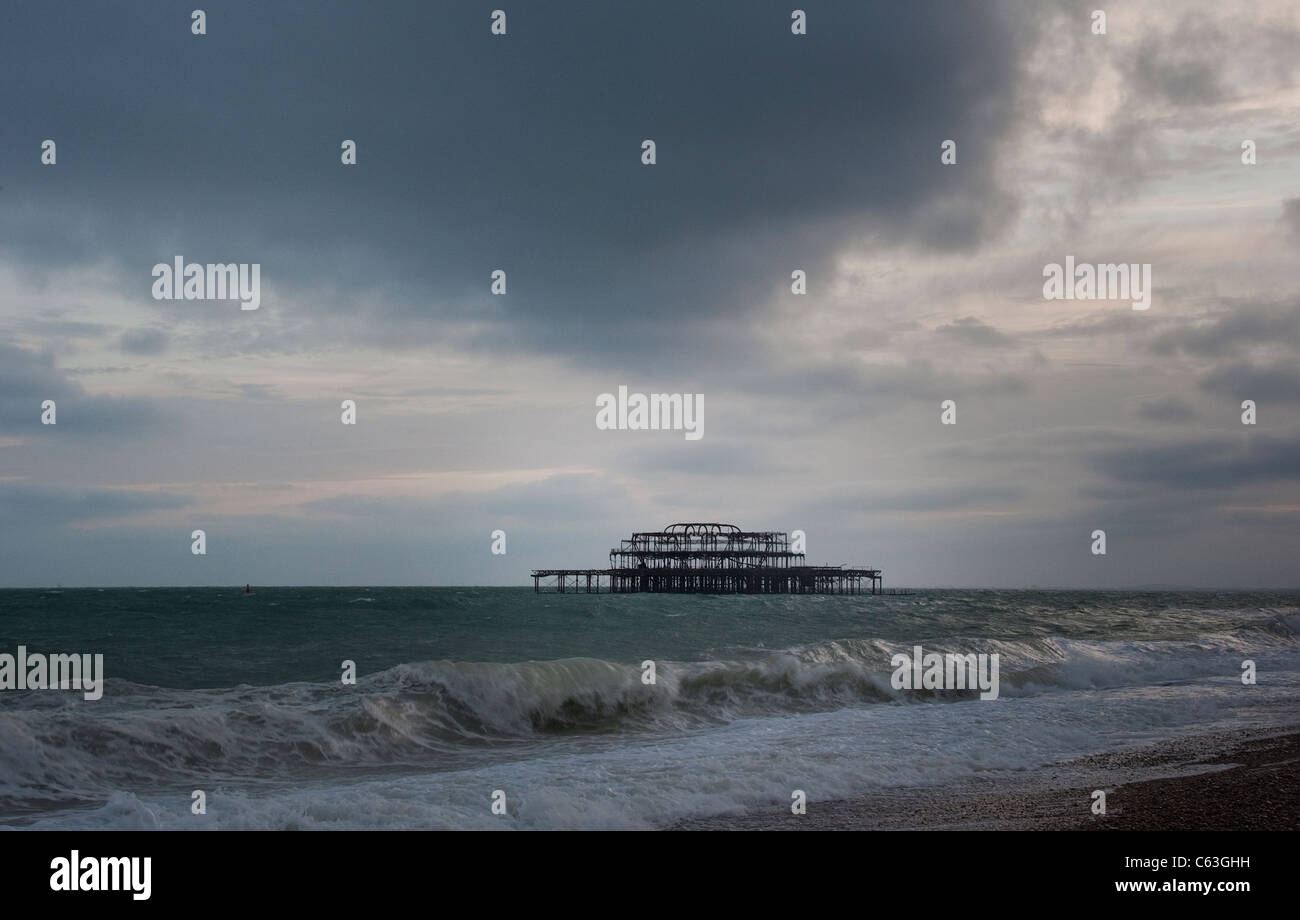 burnt out Brighton West Pier Stock Photo - Alamy