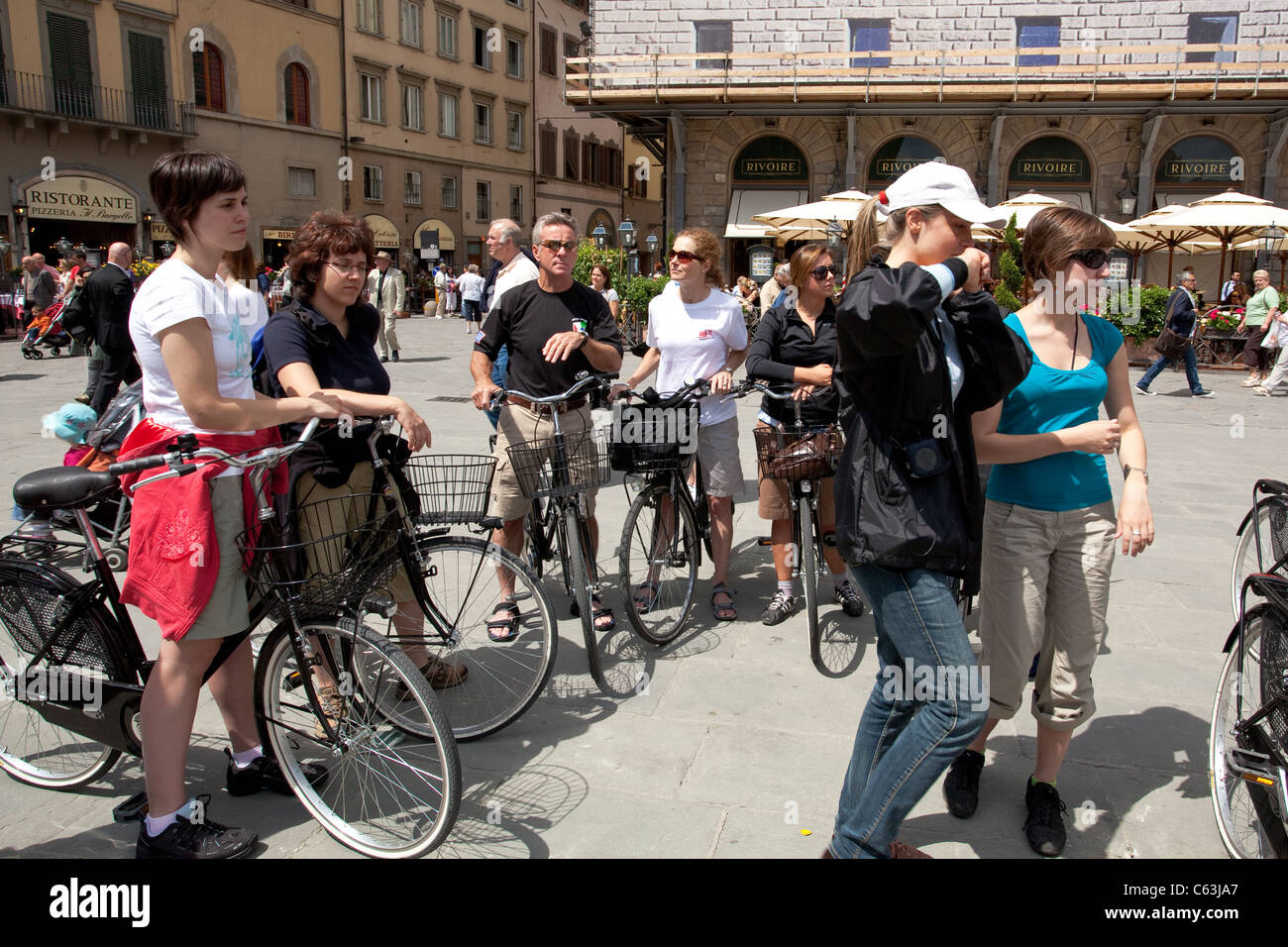 Cyclists in Florence Italy Stock Photo - Alamy