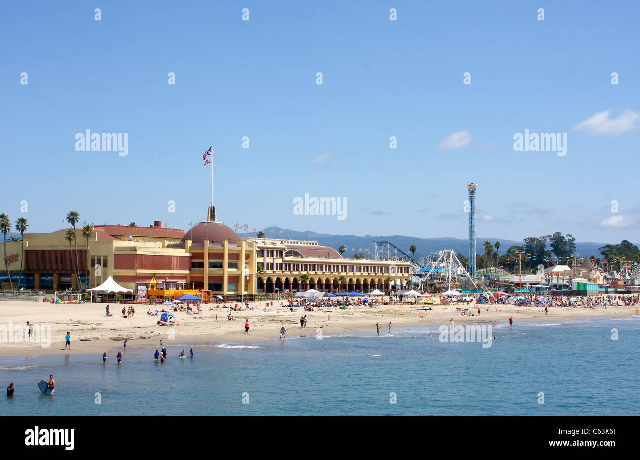 Activity along the Santa Cruz Beach Boardwalk in Santa Cruz, California ...