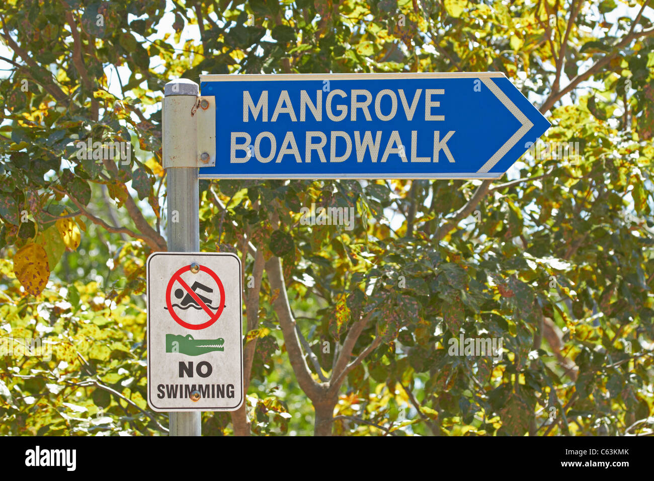 Signs at Mangrove Boardwalk, East Point Recreation Reserve, Darwin ...