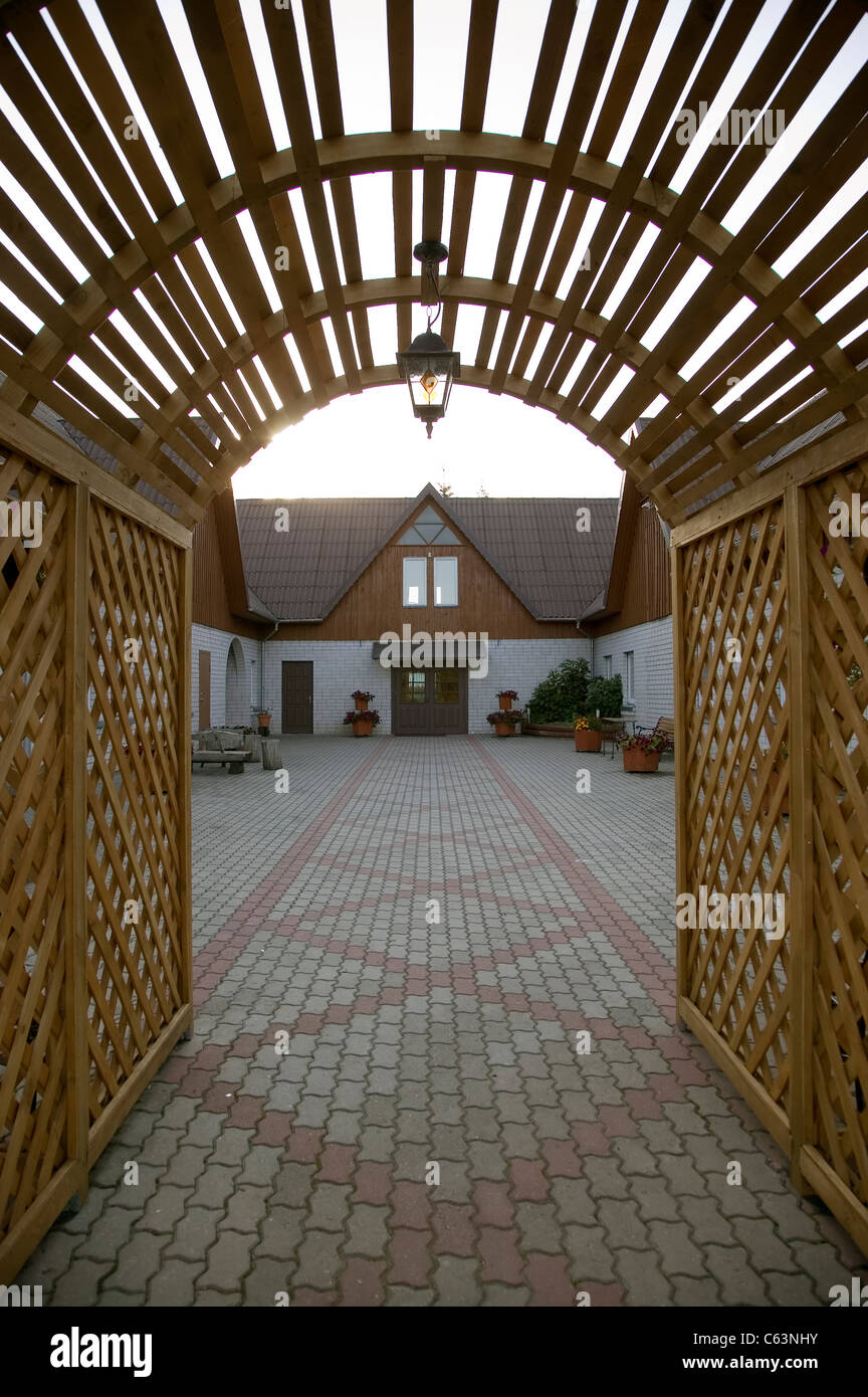 Wooden gate fence entrance park hi-res stock photography and images - Alamy