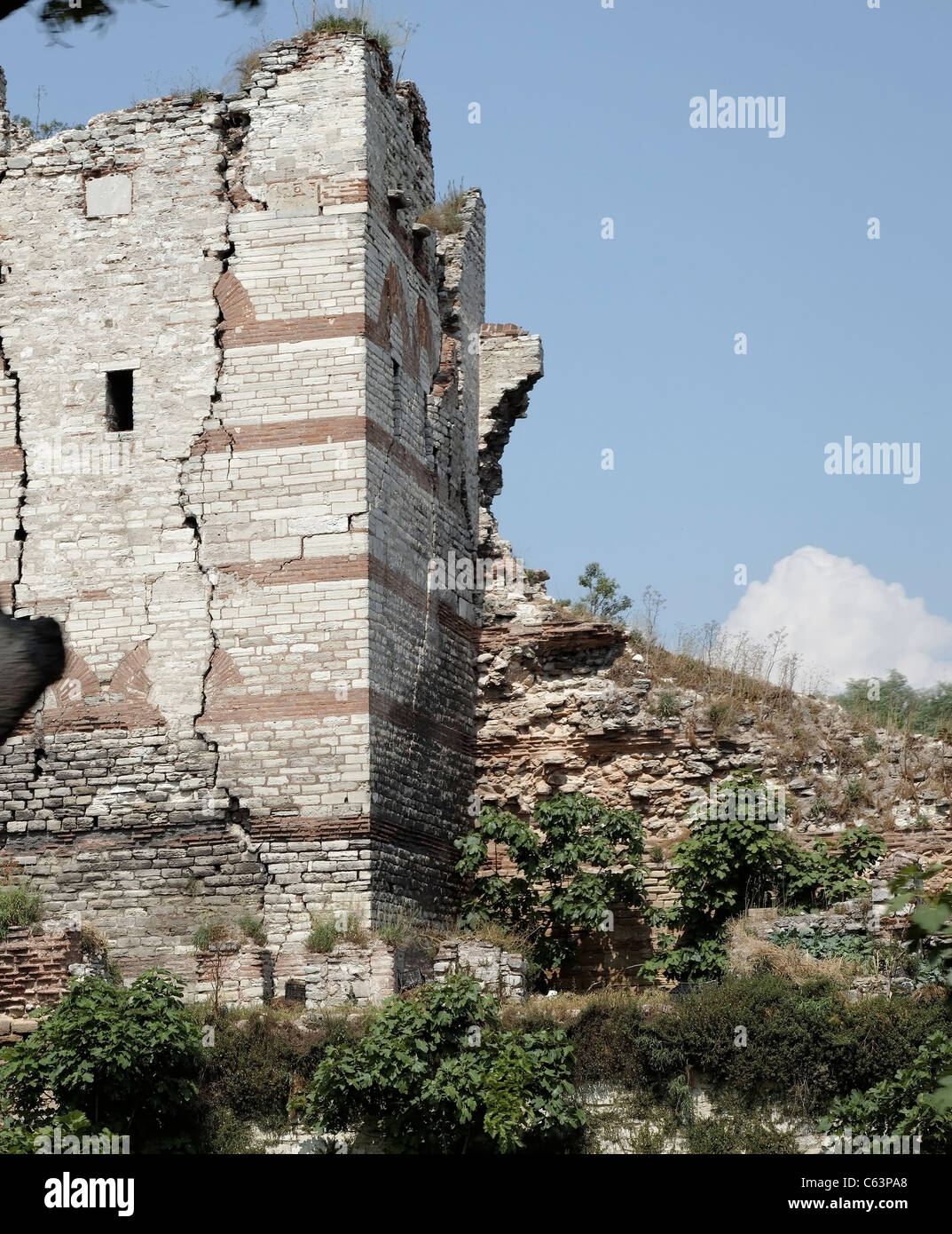 Ruins and relic of a remaining on the walls of constantinople, portrait ...