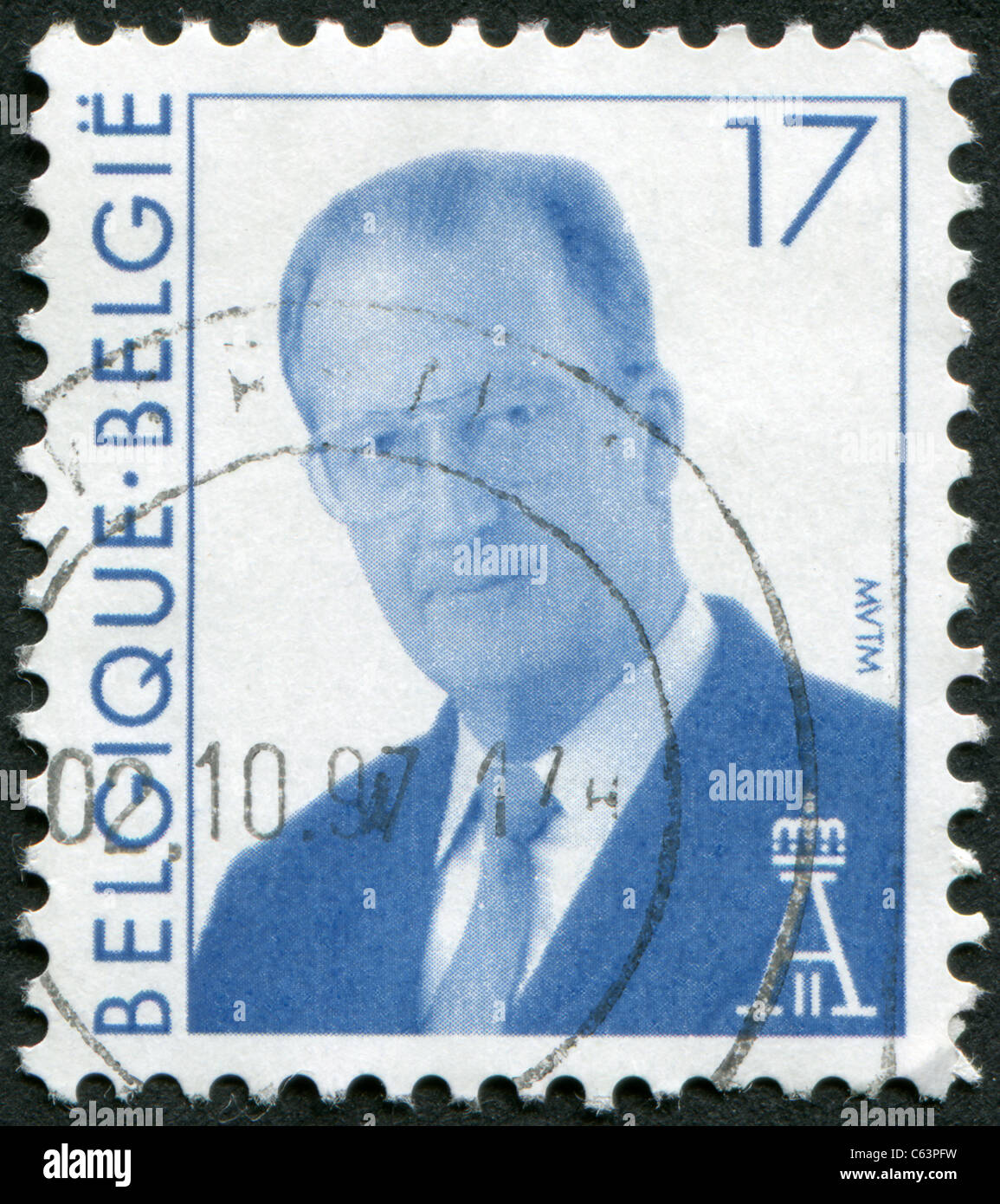BELGIUM - 1996: A stamp printed in Belgium, shows Albert II of Belgium ...