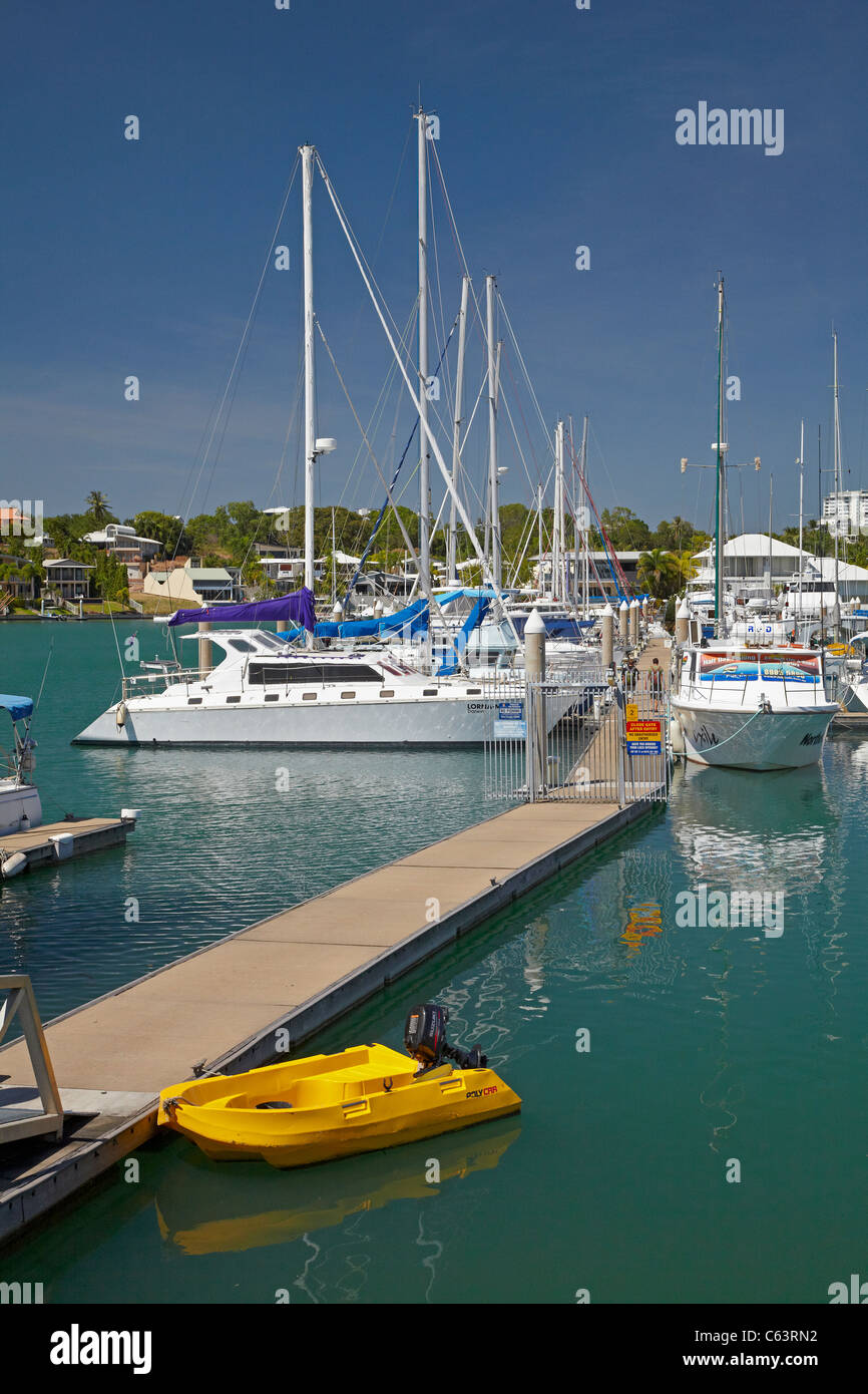 Yellow dinghy, Cullen Bay Marina, Darwin, Northern Territory, Australia ...