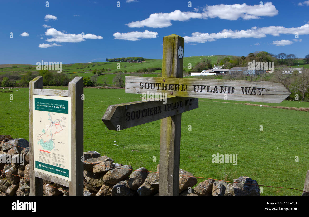 Southern Upland Way, long distance path, near Glen Luce direction sign ...