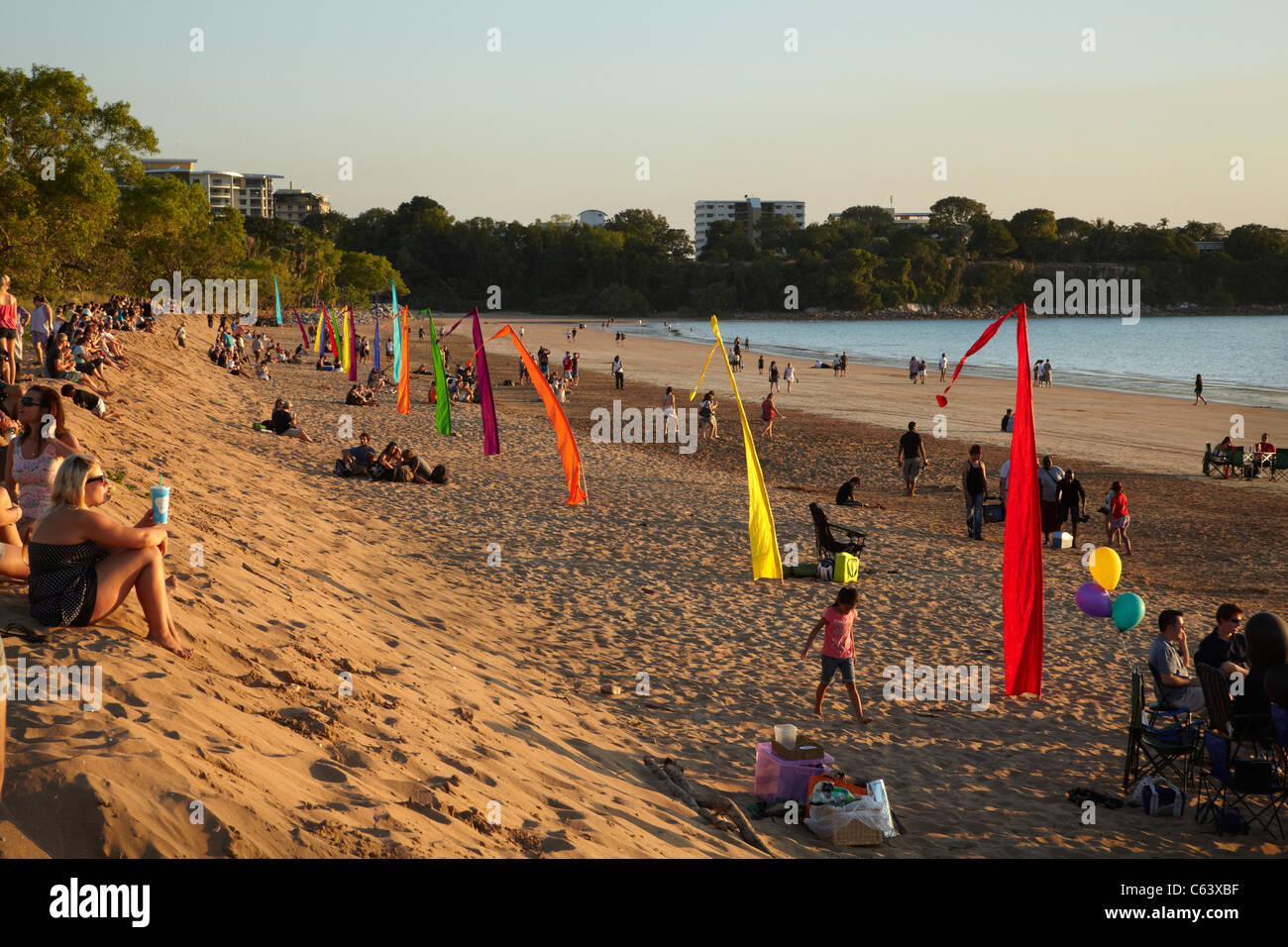 People on the Beach by Mindil Beach Sunset Market, Darwin, Northern ...