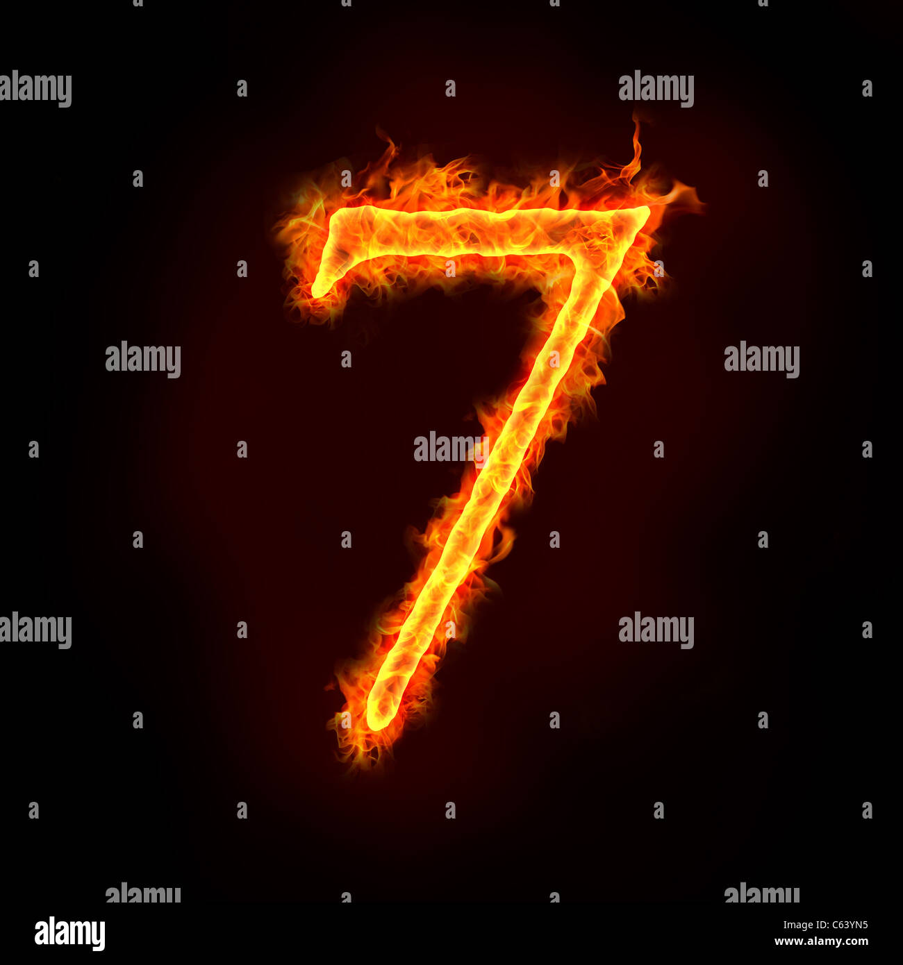 a series of fire numbers in flame, 7 or seven Stock Photo - Alamy