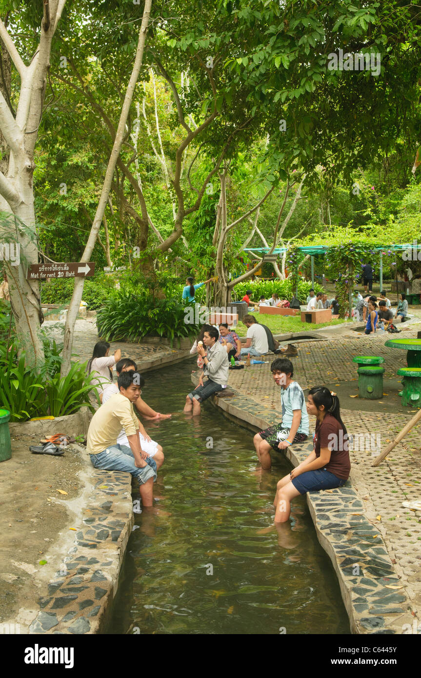 relaxing in a thermal hot springs in Sankamphaeng, Chiang Mai, Thailand ...