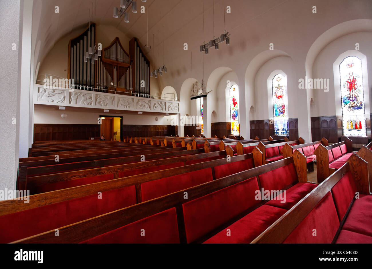 Interior of the Akureyrarkirkja church, Akureyri, Iceland Stock Photo ...