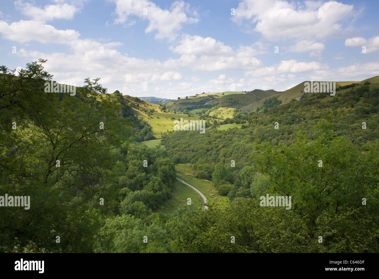 Milldale Valley, Peak District National Park, England, UK; looking ...