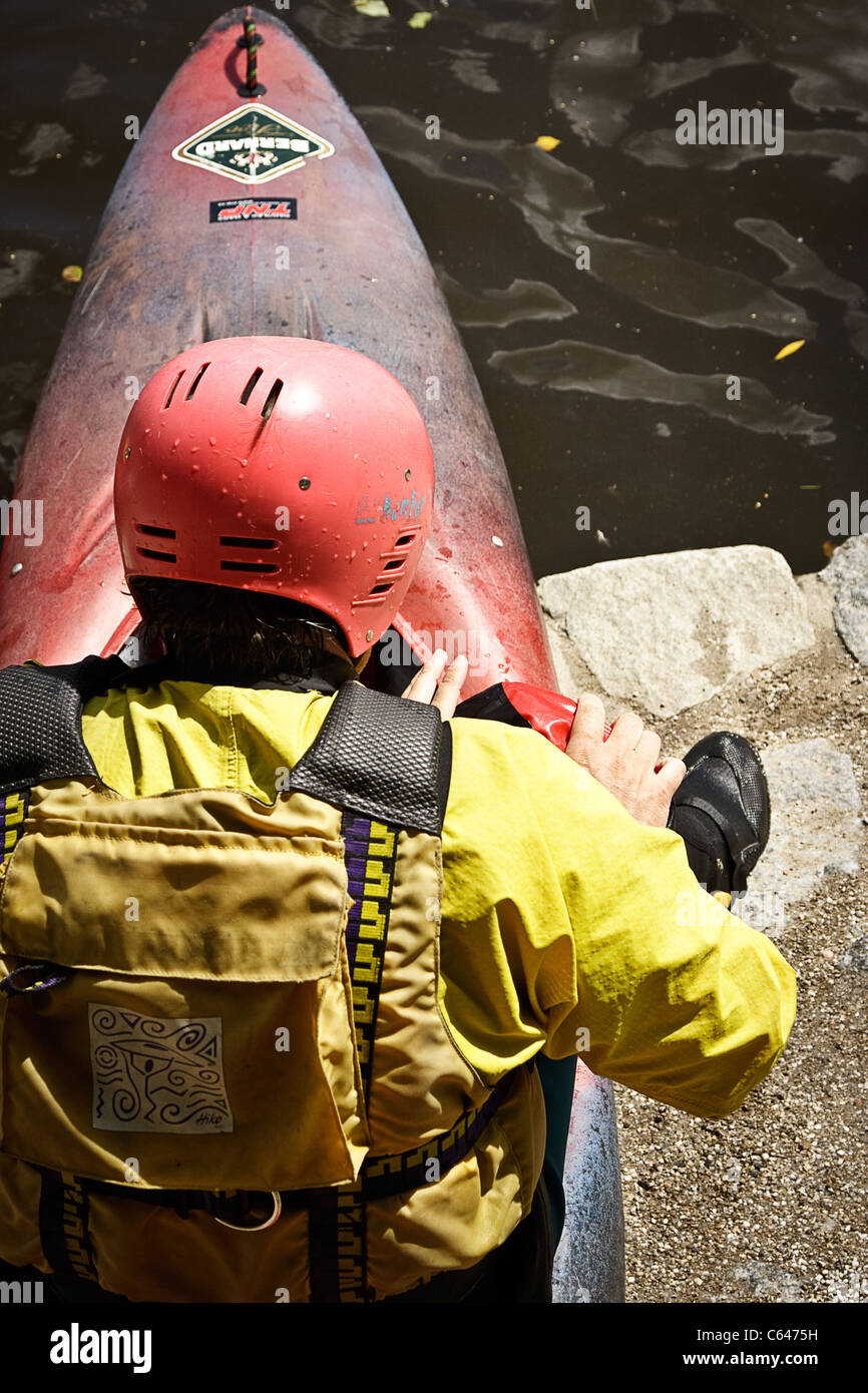 A canoeist in a kayak Stock Photo - Alamy