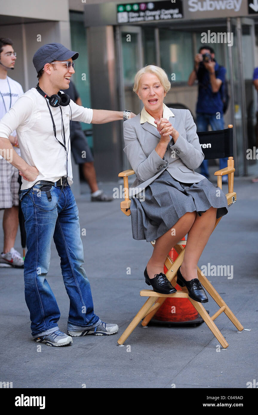 Director Jason Winer, Helen Mirren, rehearse a scene at the "Arthur ...