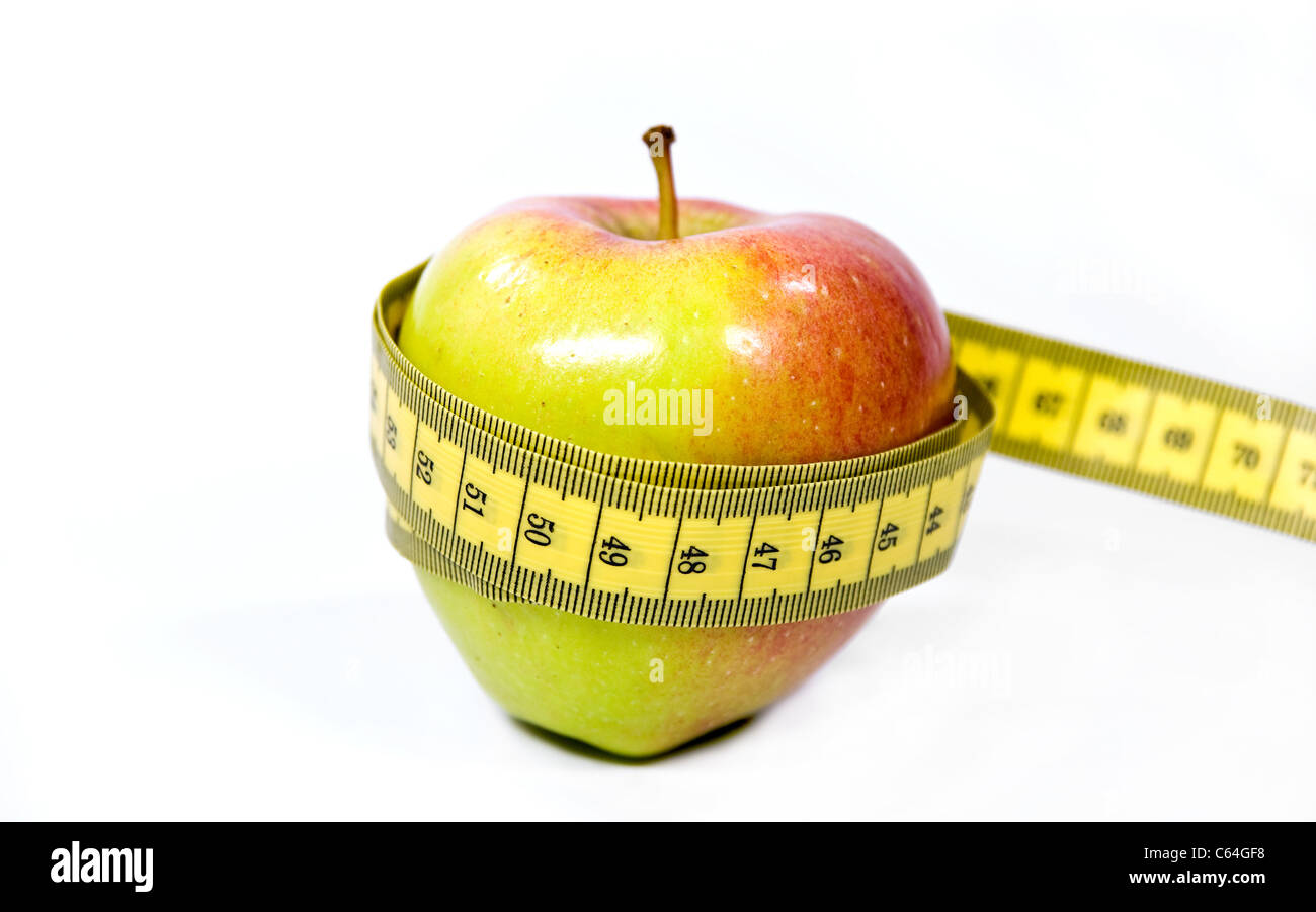 Apple with measuring tape Stock Photo - Alamy