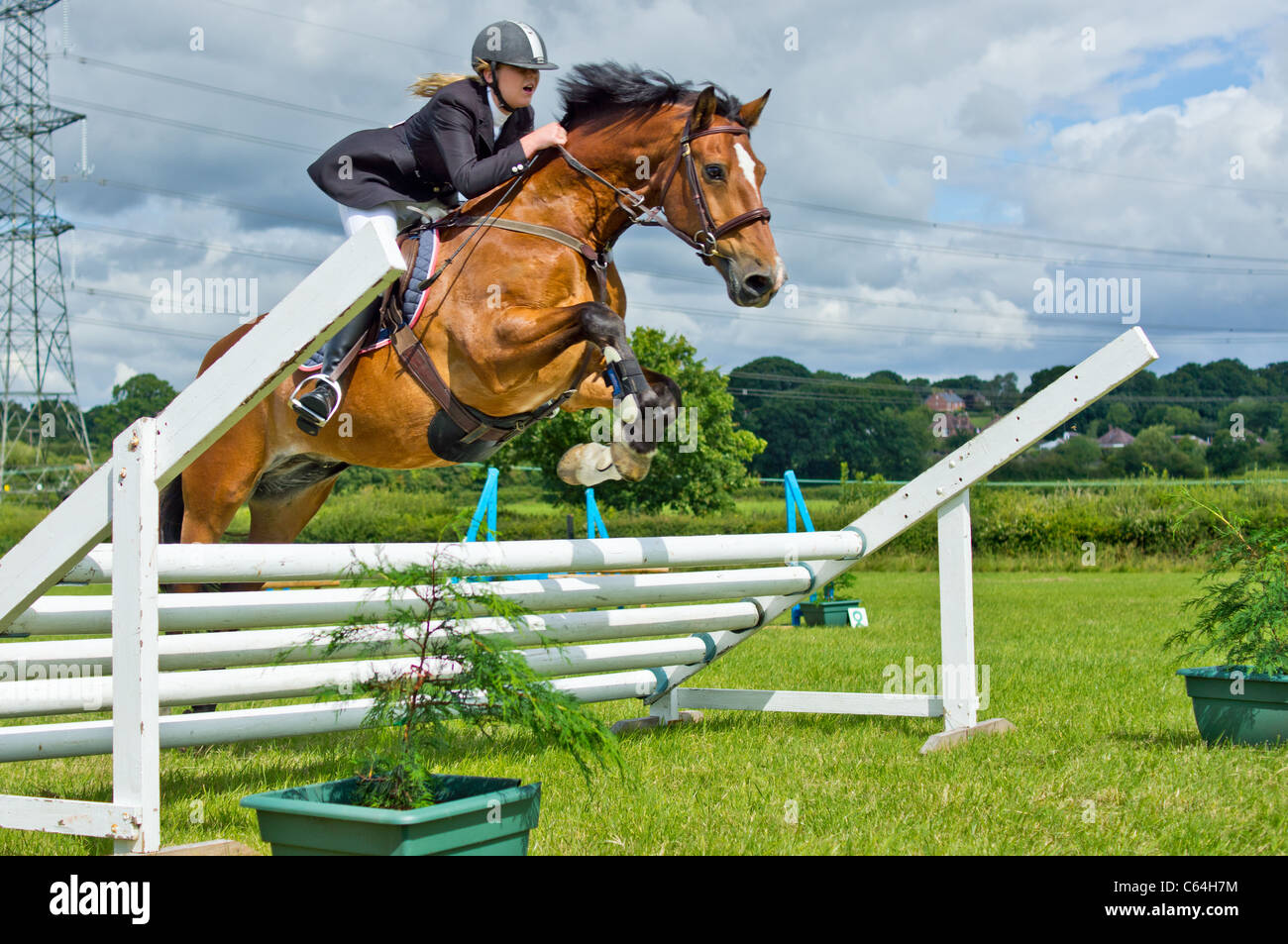 Horse and rider show jumping Stock Photo - Alamy