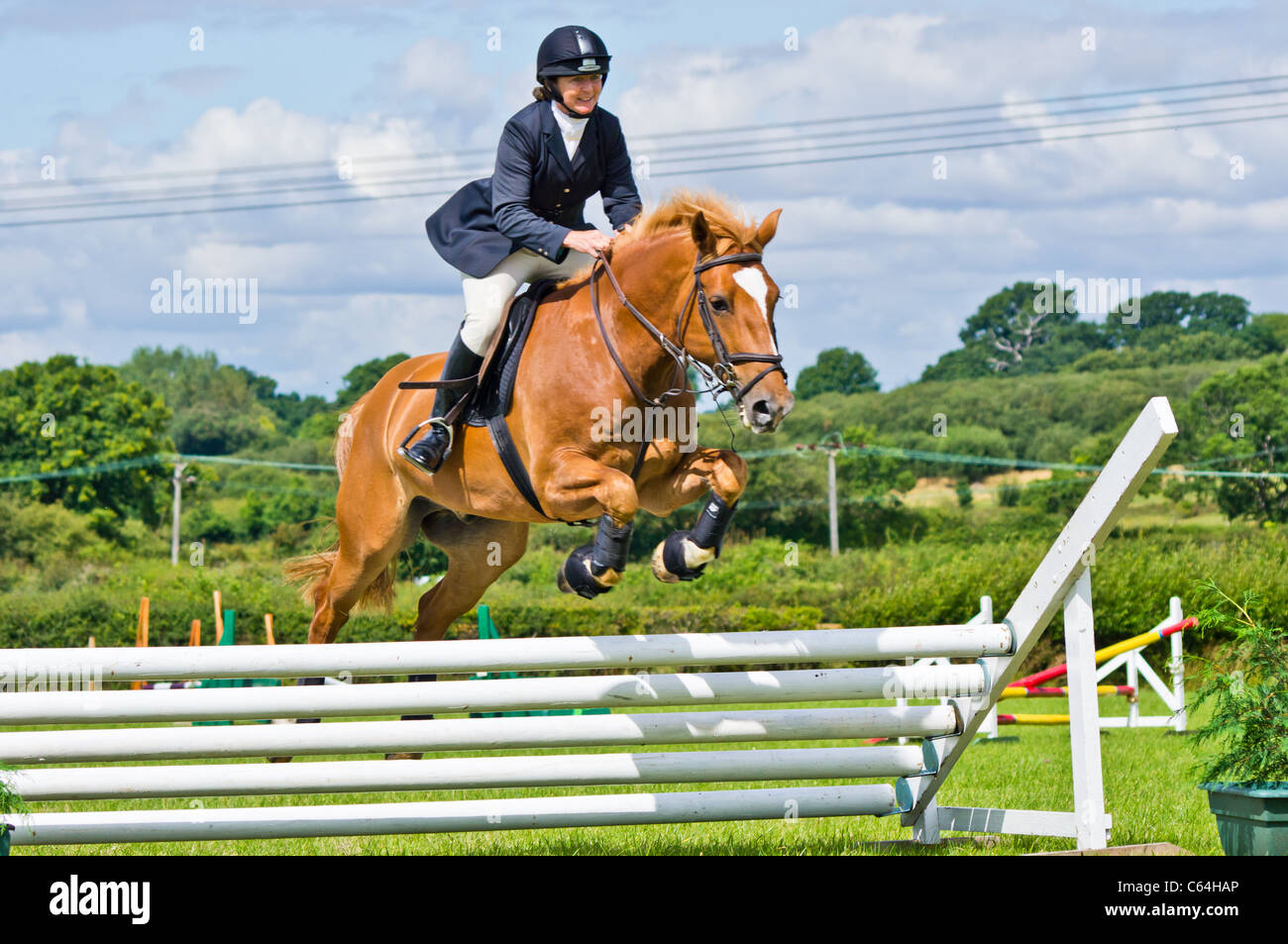 Horse and rider show jumping Stock Photo - Alamy