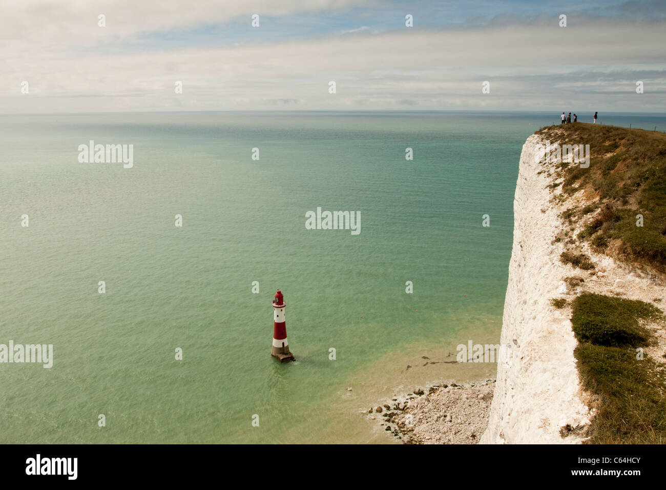 Beachy Head white cliffs and lighthouse, East Sussex, England, UK Stock ...