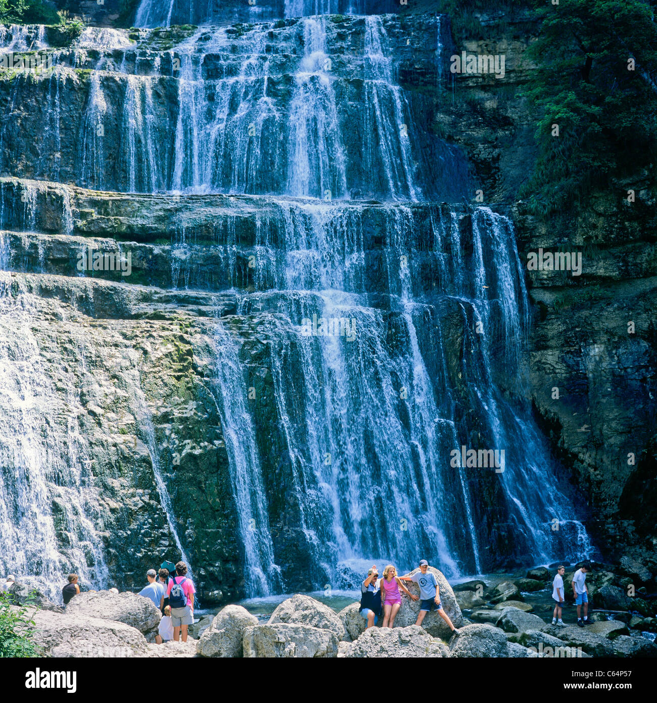 "Cascade de l'éventail" fan's waterfall at "Cascades du Hérisson ...