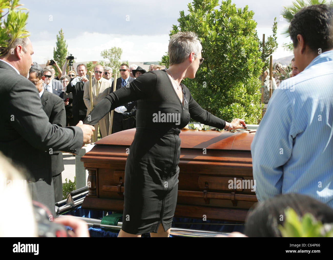 Jamie Lee Curtis at a public appearance for Funeral Services for Actor ...
