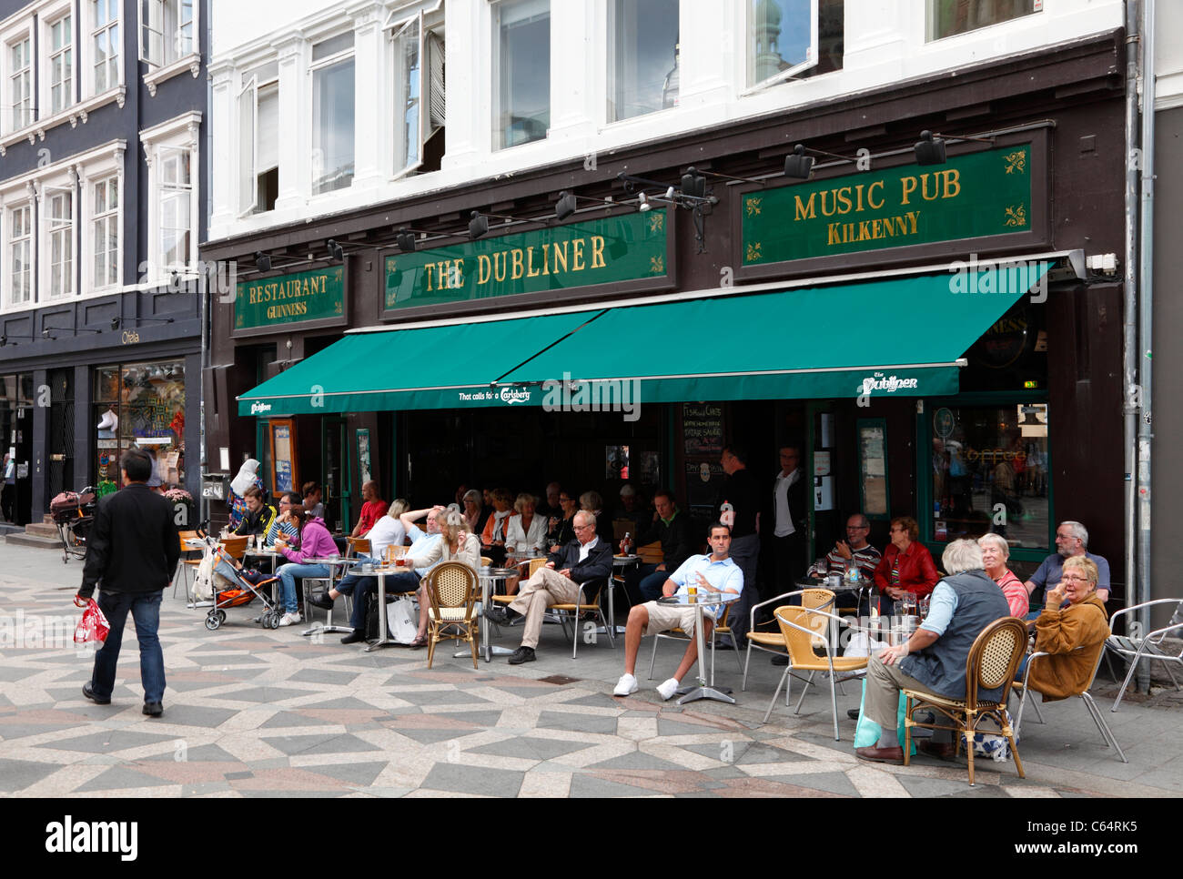 The Dubliner Pub on the main pedestrian street, Strøget, in the city of ...