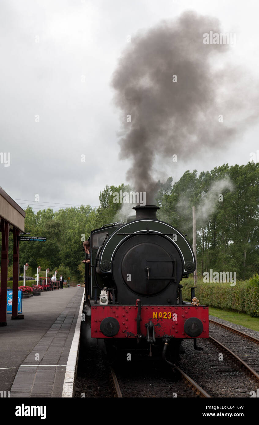 The Kent & East Sussex Railway steam locomotive with black smoke Stock ...