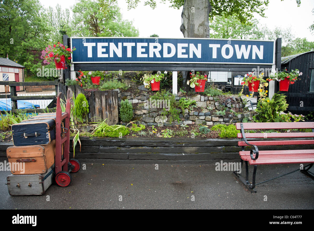 The Kent & East Sussex Railway Tenterden Town Station sign Stock Photo ...