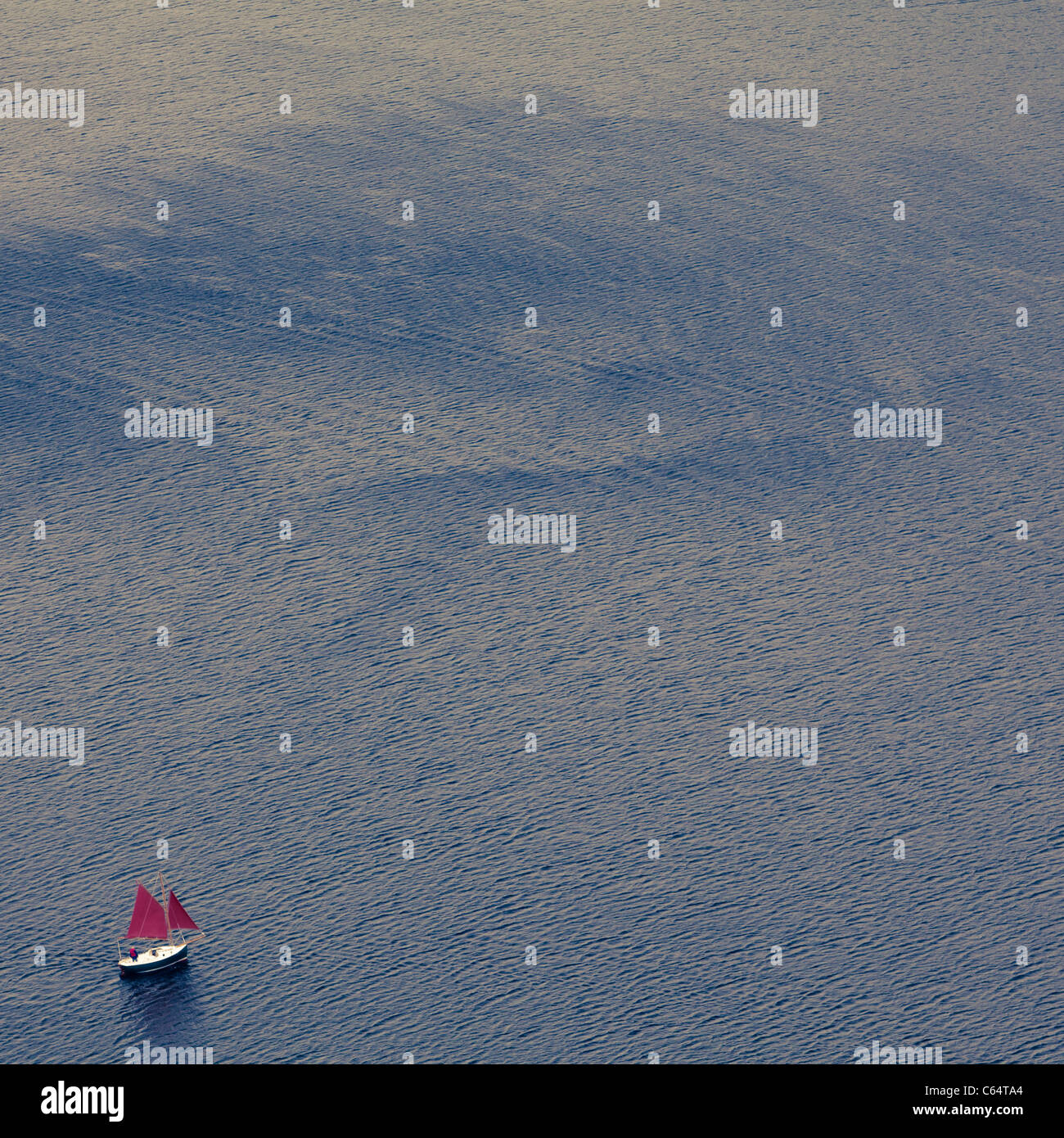 Aerial single sail boat sailing hi-res stock photography and images - Alamy