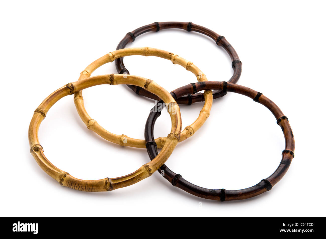 object on white - bamboo handles for bag Stock Photo - Alamy