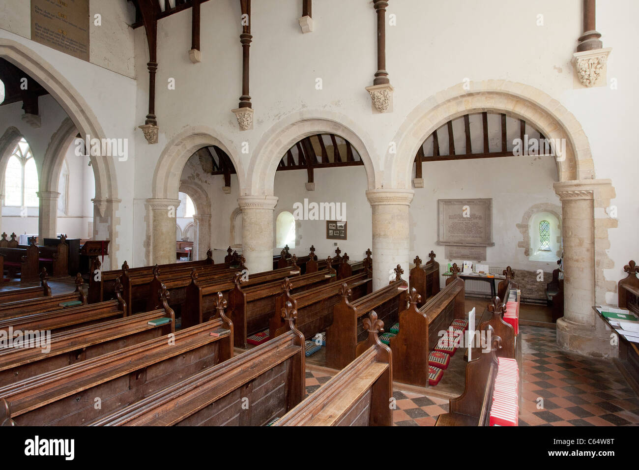 Interior of All Saints Church, Icklesham, East Sussex, England, UK ...