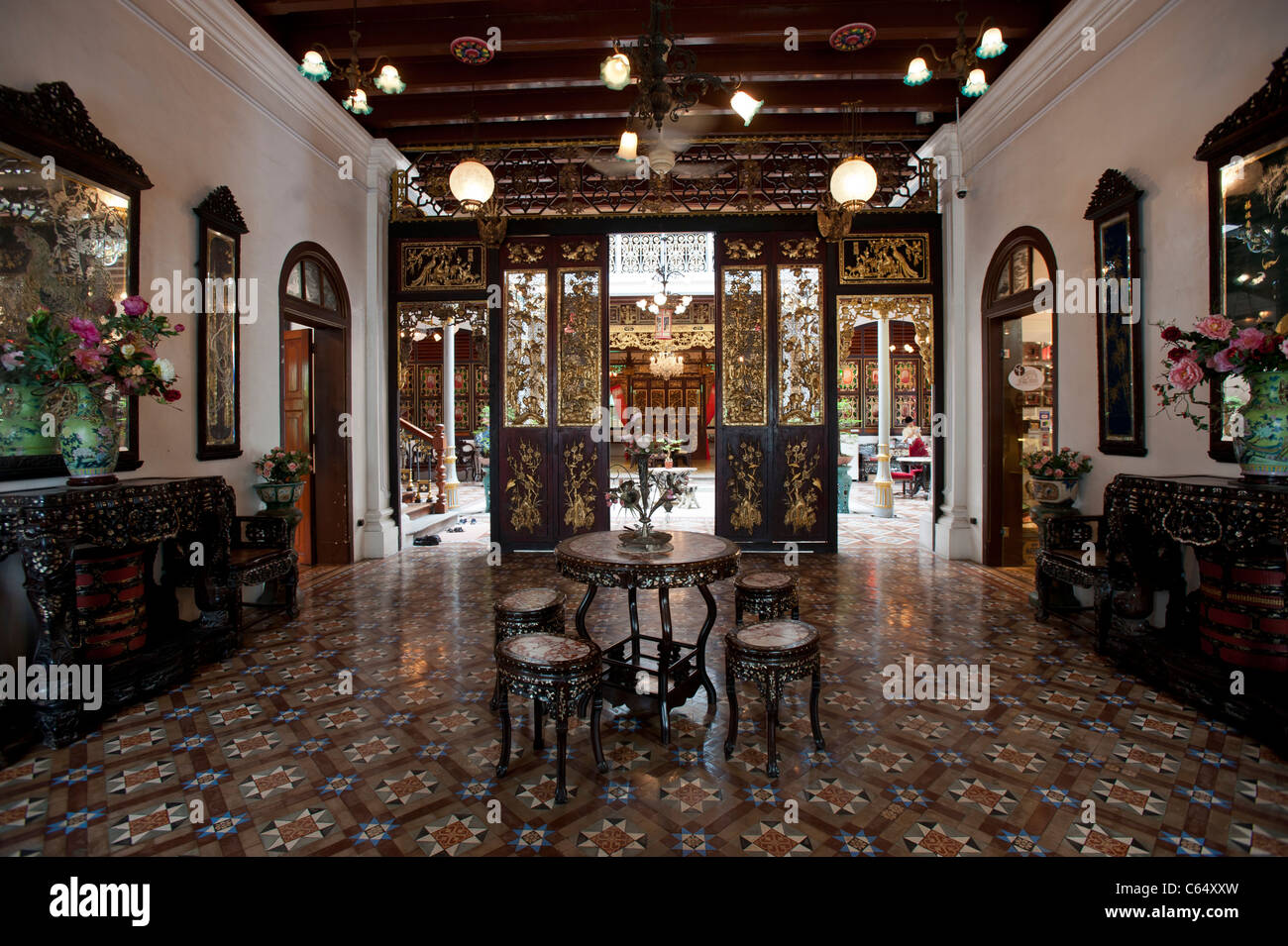The reception room at the Baba & Nyonya Heritage Museum in Malacca ...