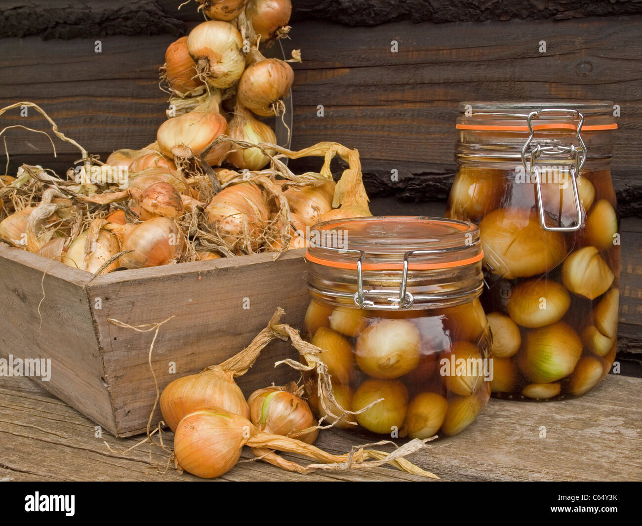 pickled shallots jars Stock Photo - Alamy
