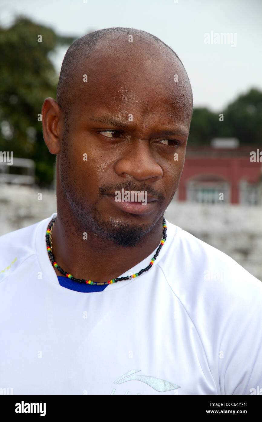 Asafa Powell athlete sprinter 100m close-up Stock Photo - Alamy