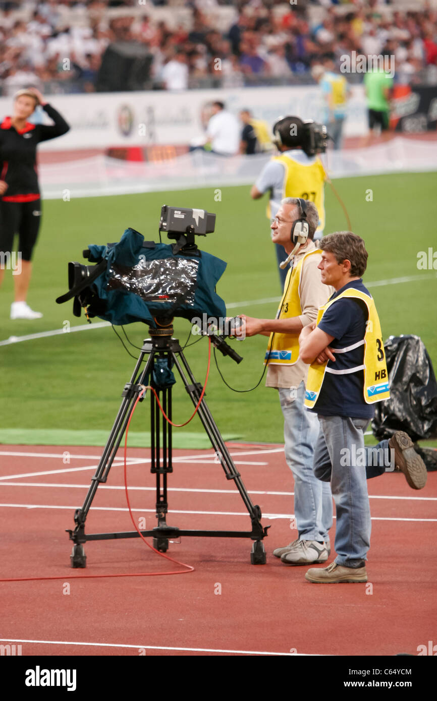 TV sport cameraman working during Golden Gala at Olympic stadium of ...