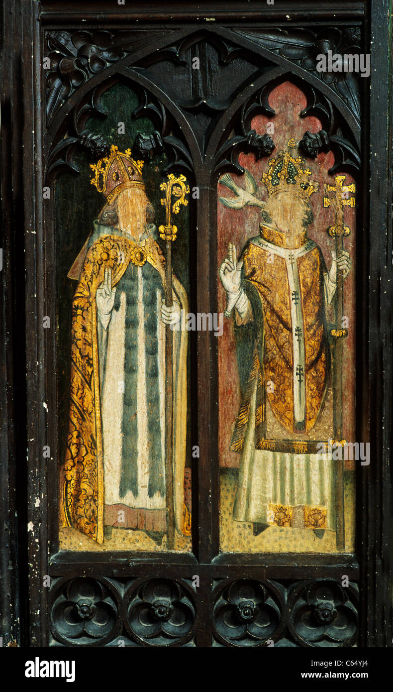 Foxley, Norfolk. Rood Screen gate, St. Augustine of Hippo and St ...