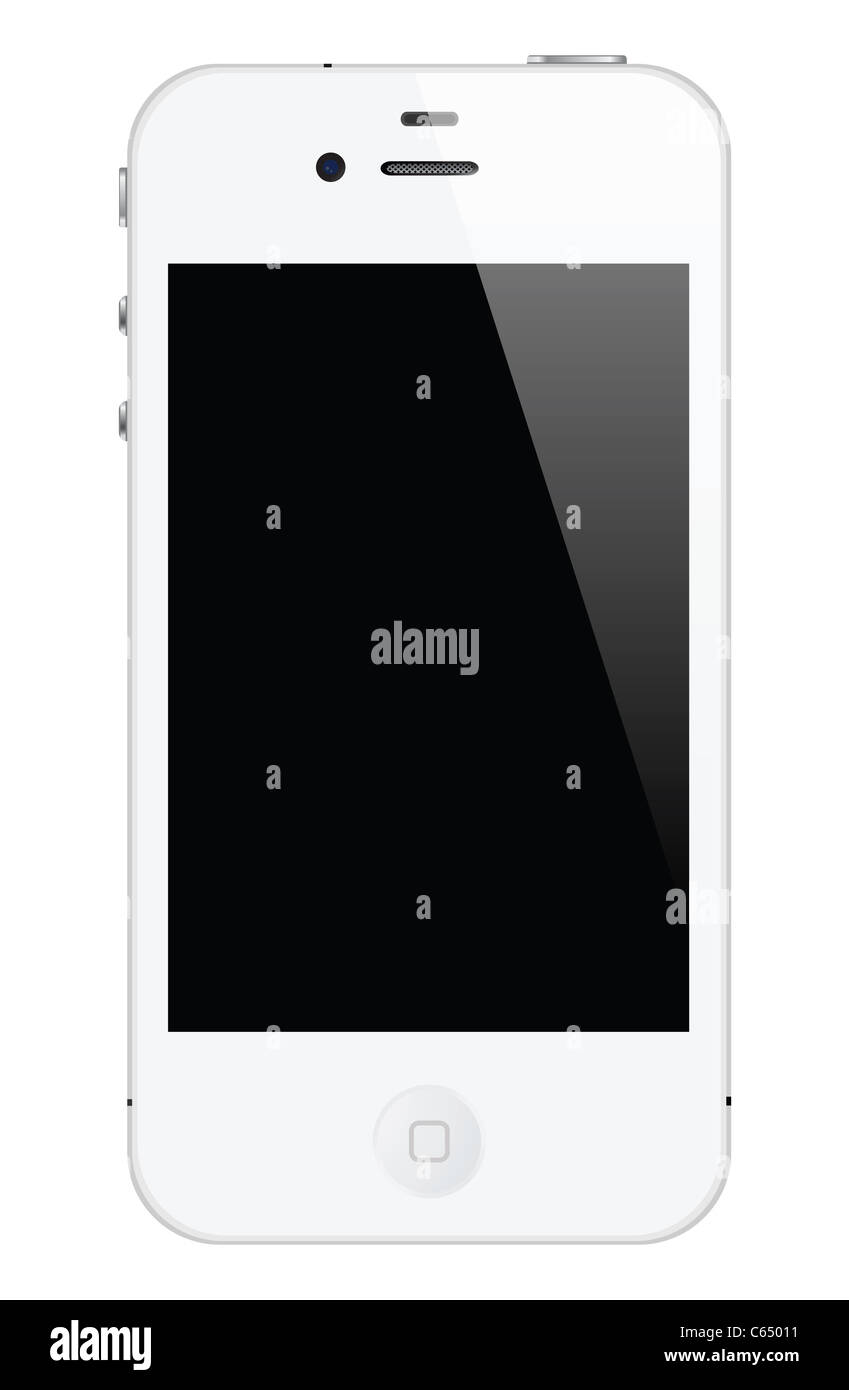 illustration of iphone 4 white color, vector format Stock Photo - Alamy