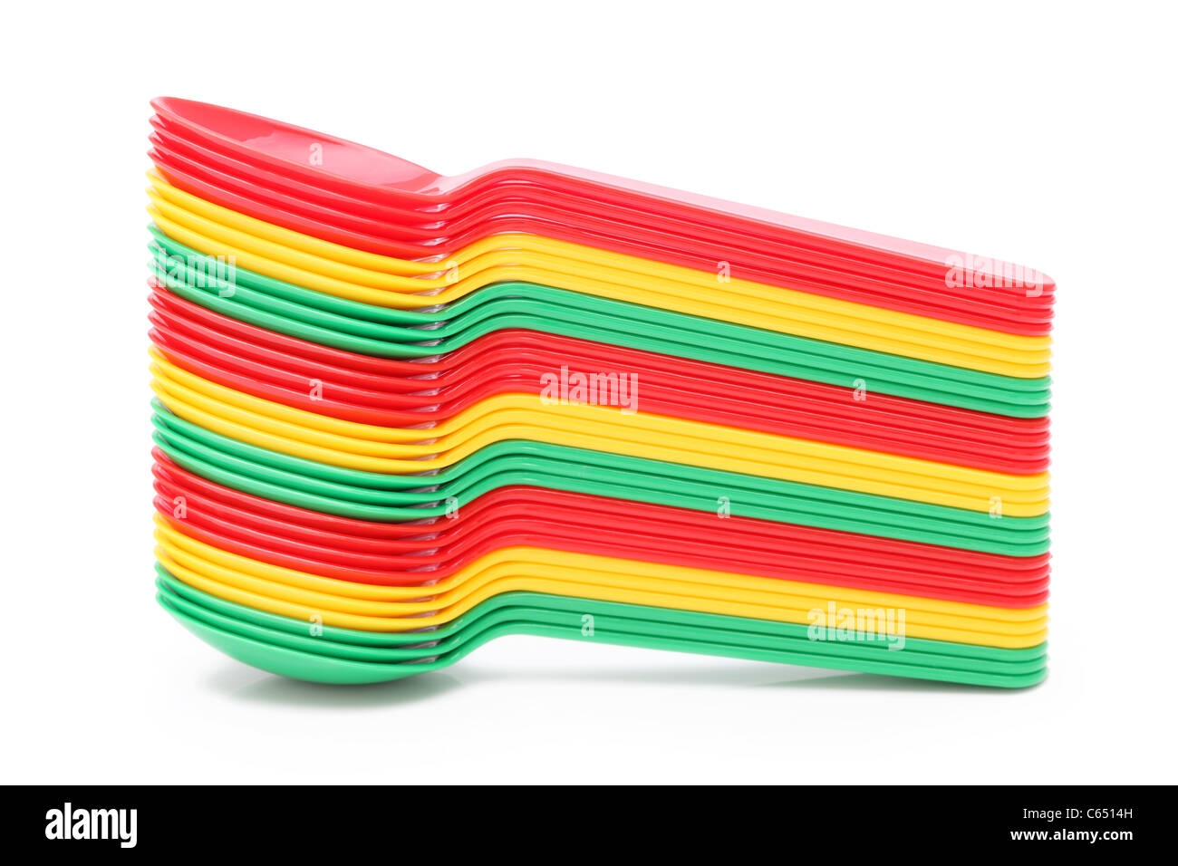Stack of colorful plastic spoons isolated on white background Stock ...